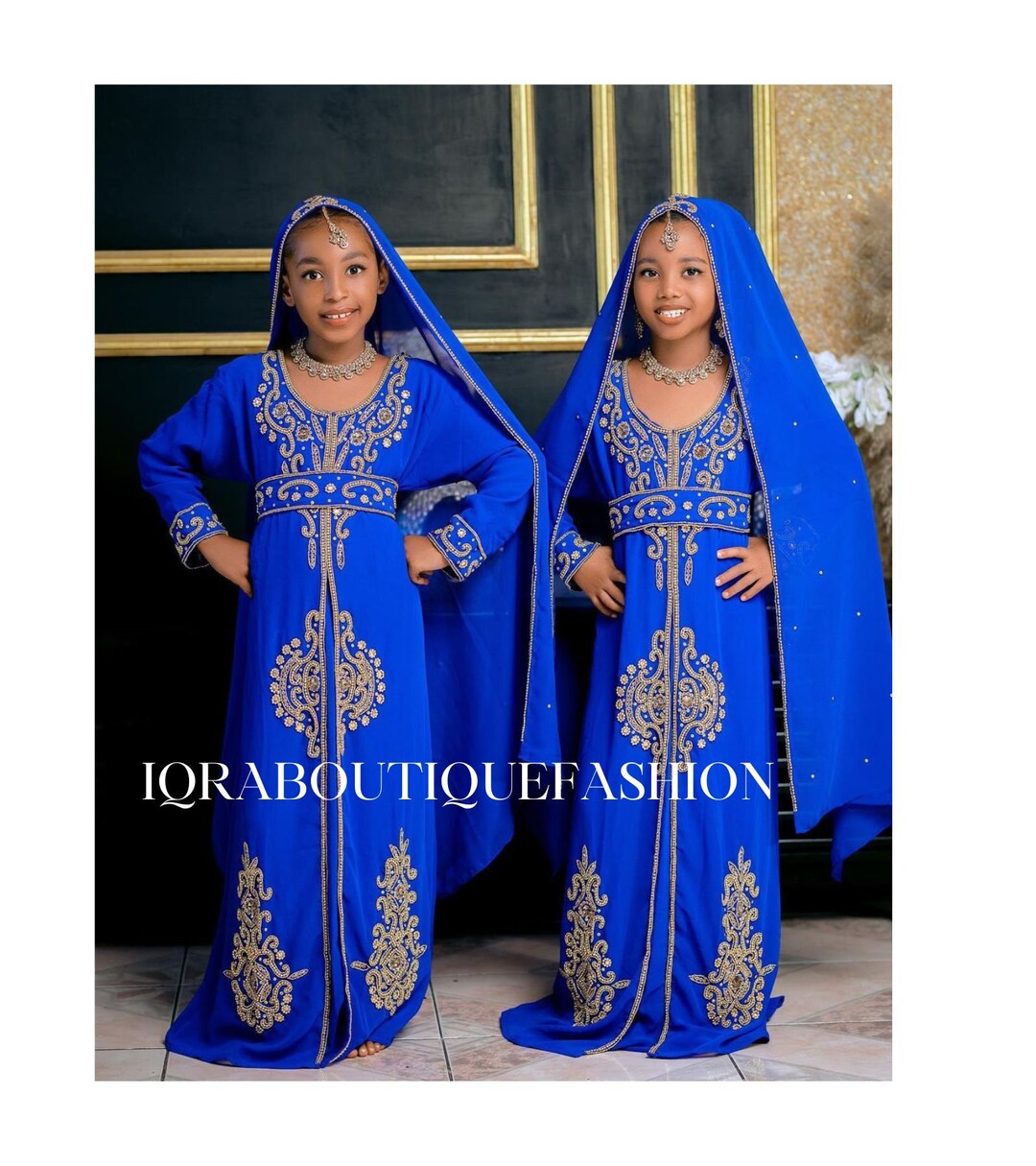 Muslim Girls Dress Kids Abaya With Mother Moroccan Caftan Kids Jilbab ...