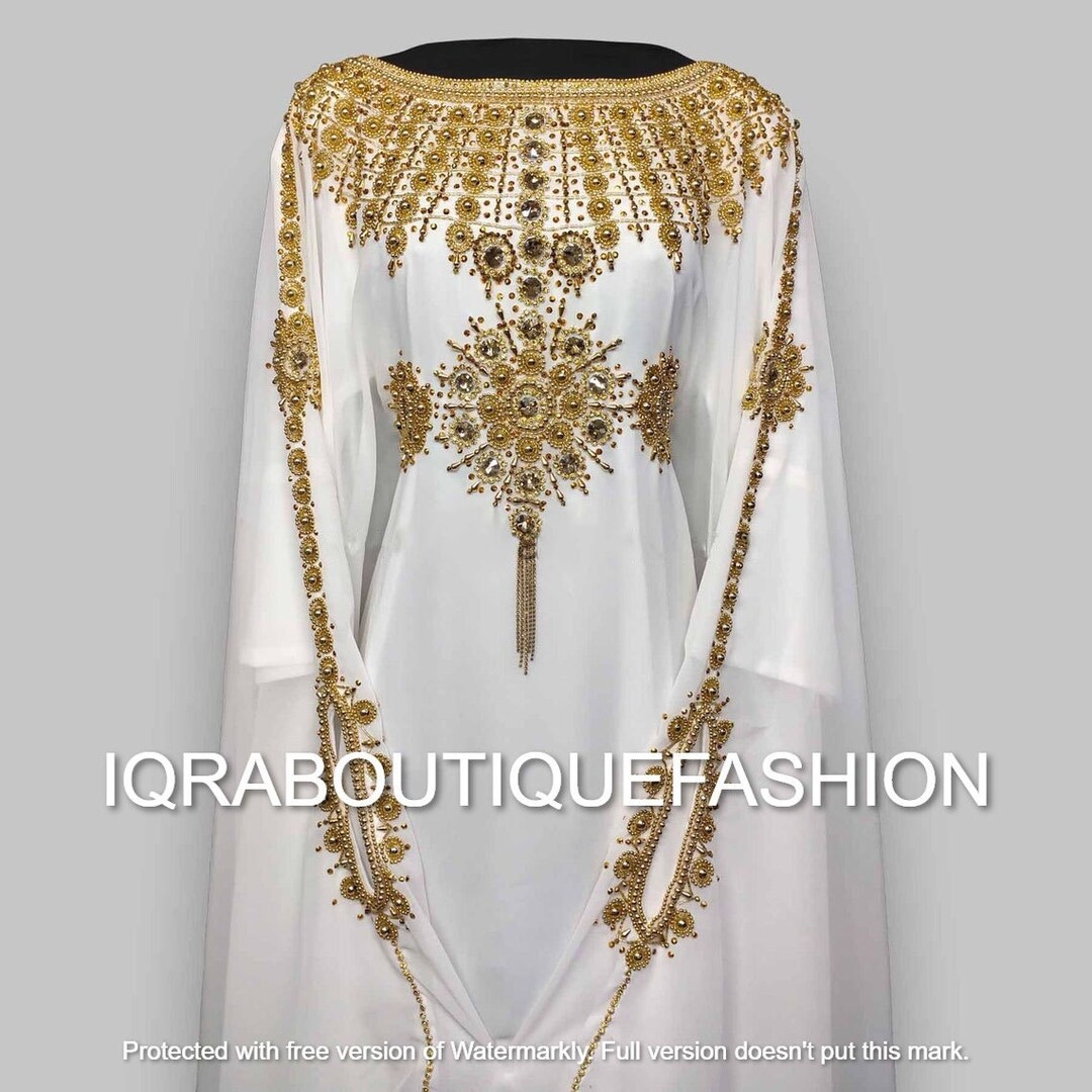 Moroccan Dubai Kaftan Arabic Abaya Maxi Hand Beaded Caftan Farasha ...
