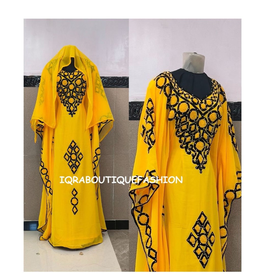 Sale !! Dubai Moroccan Kaftan Fish Cut Arabic Abaya Maxi Hand Beaded ...