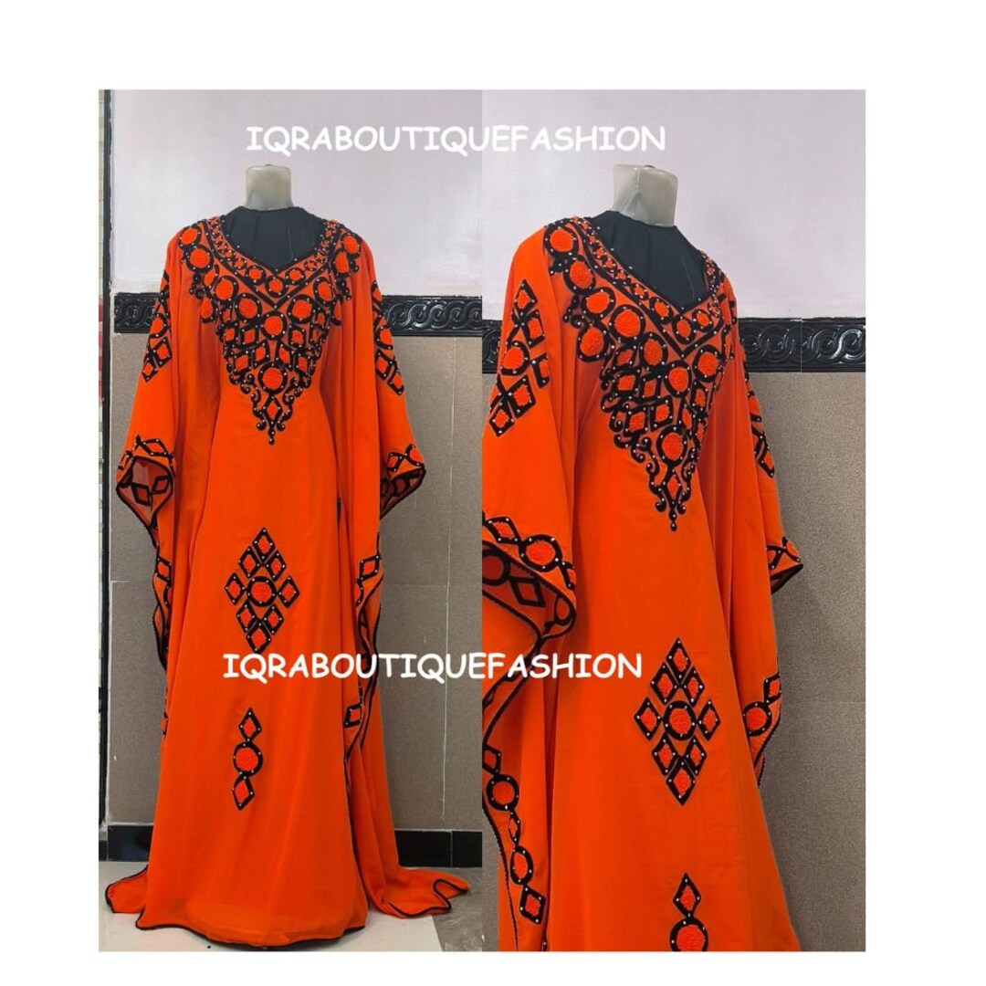 Sale !! Dubai Moroccan Kaftan Fish Cut Arabic Abaya Maxi Hand Beaded ...