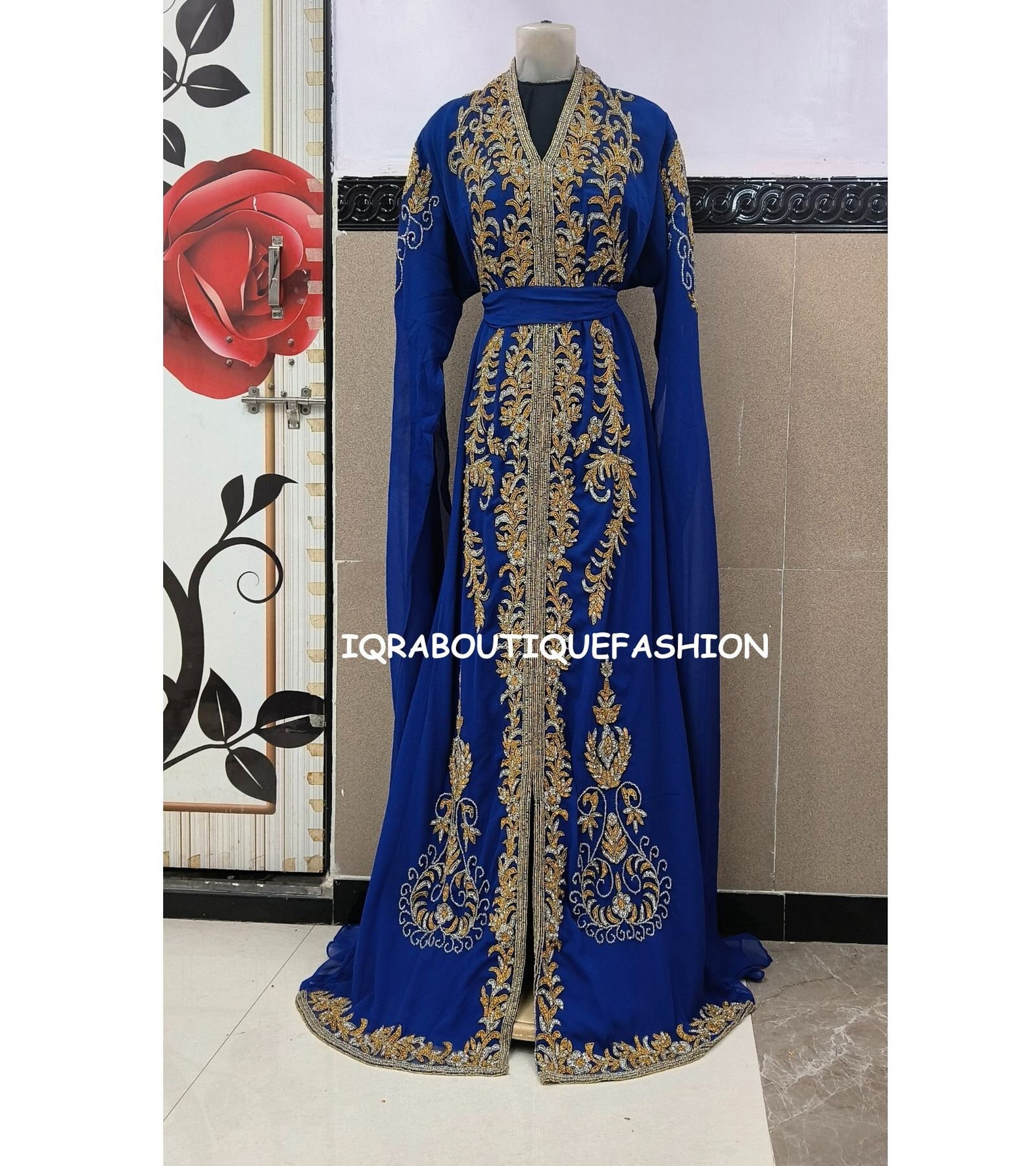Sale !! Dubai Moroccan Kaftan Fish Cut Arabic Abaya Maxi Hand Beaded ...