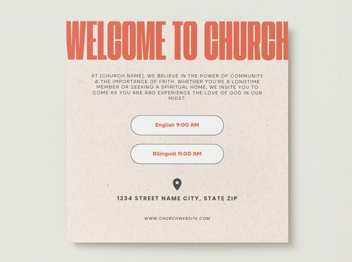 Square Church Invite 4x4 (digital Template) - Etsy