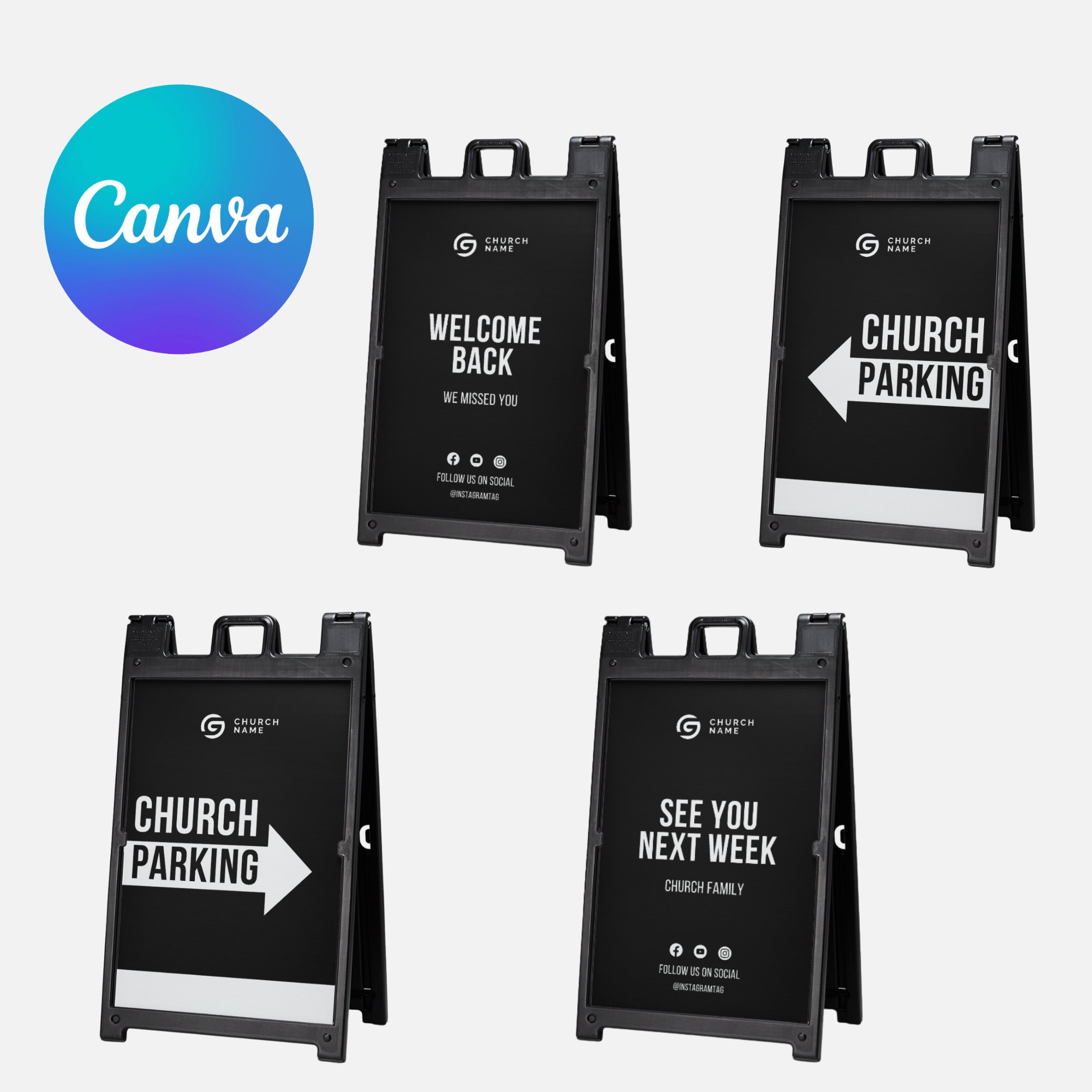 Church Parking A-frame Signs (digital Template) - Etsy