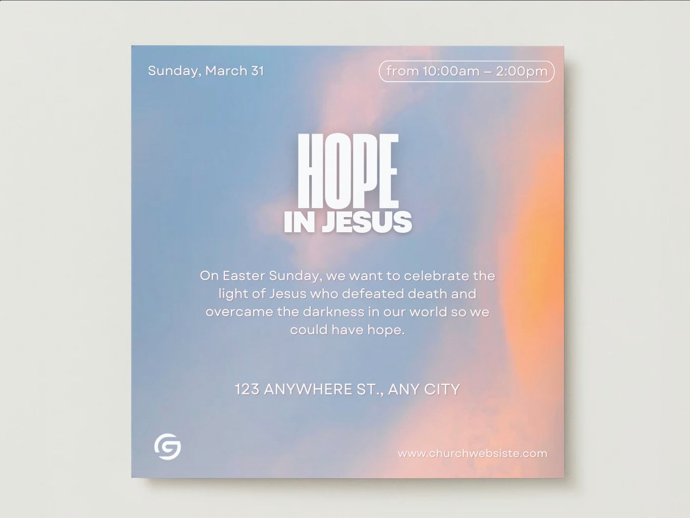 Square HOPE Church Flyer 4x4 template - Etsy