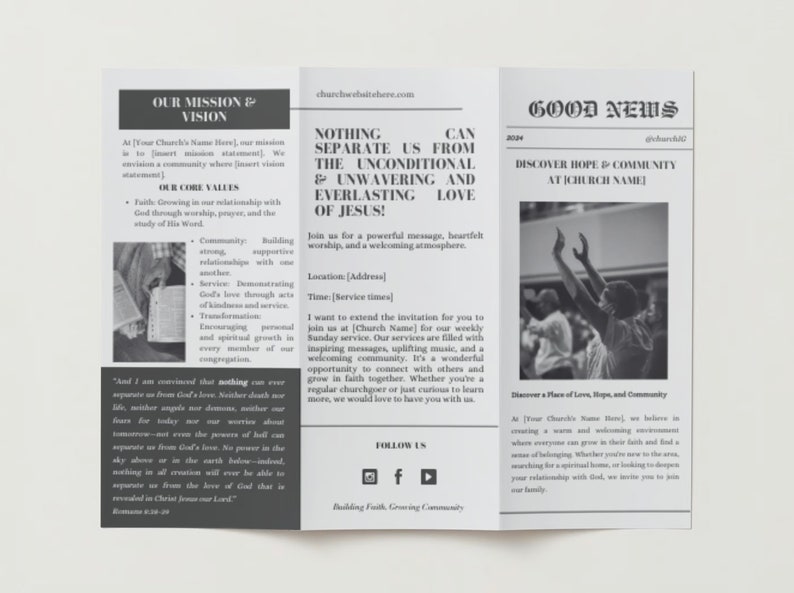 Church Tri-fold Brochure (digital Template) - Etsy