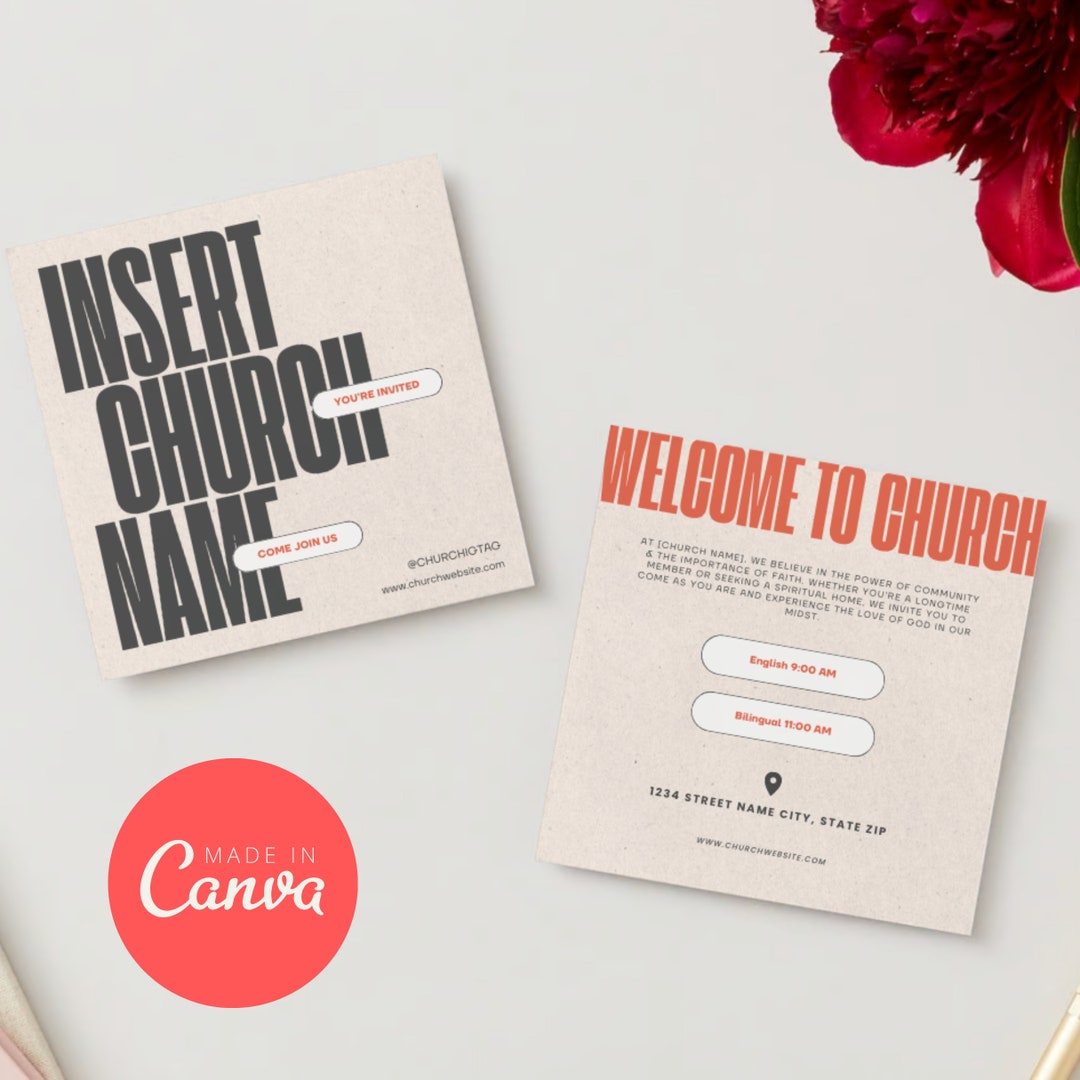 Square Church Invite 4x4 (digital Template) - Etsy