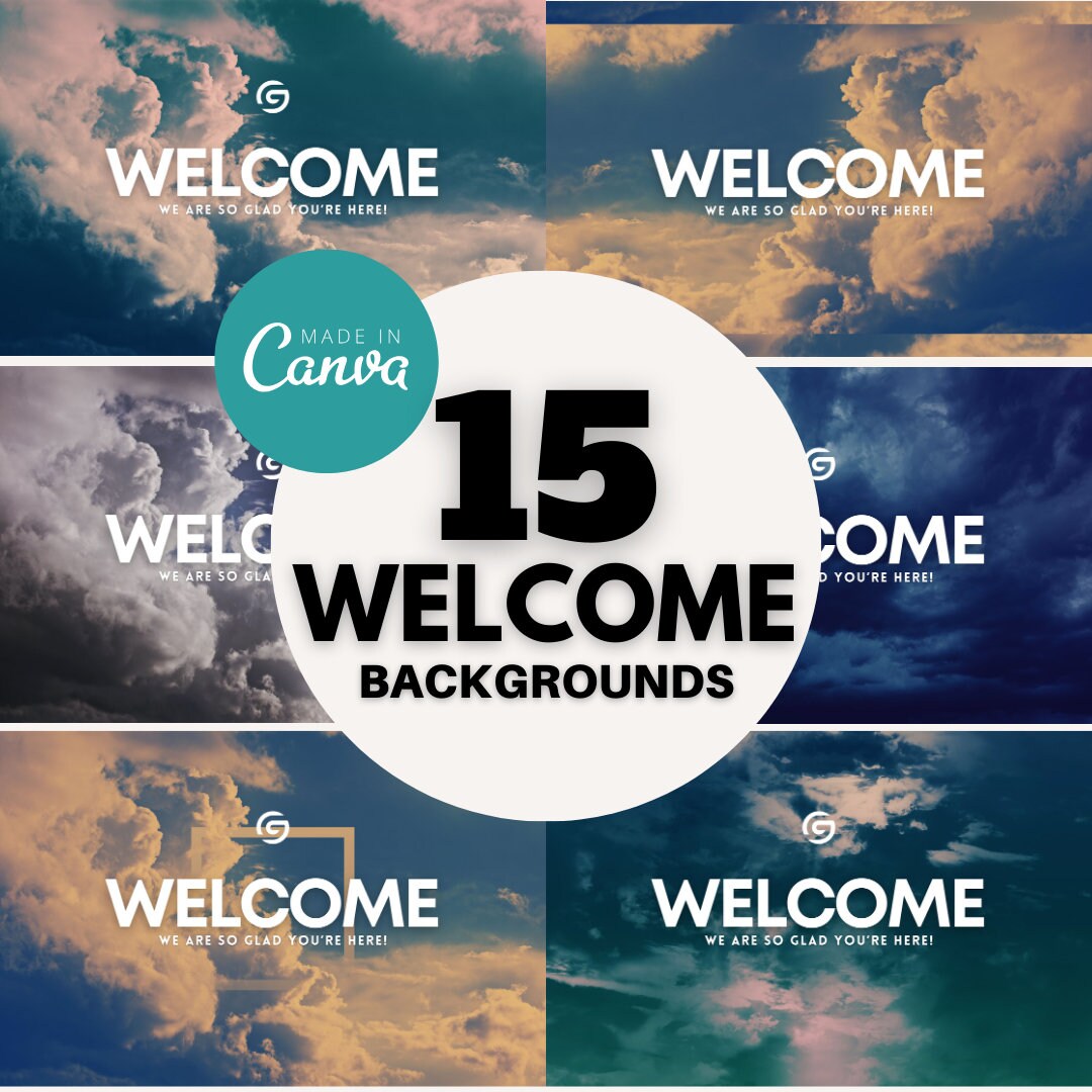 Church Welcome/worship Blue Clouds Backgrounds - Etsy