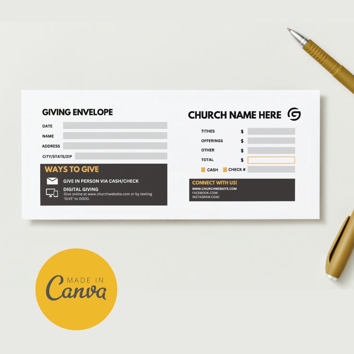 8.9x3.5" Church Tithe/offering Envelope Template (digital Template) - Etsy