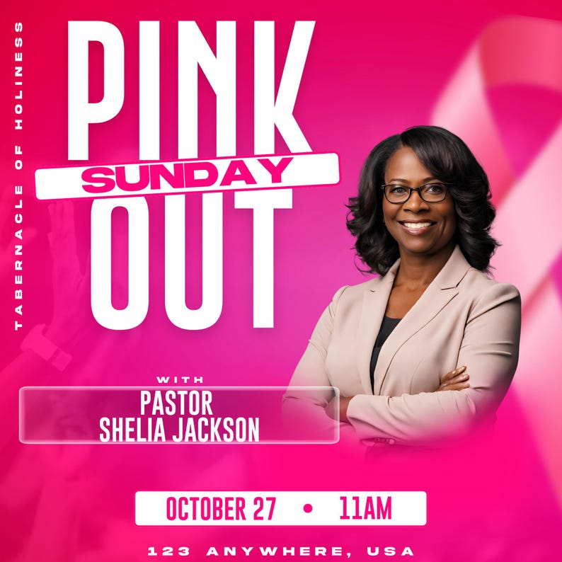 Pink Out Sunday Flyer: Breast Cancer Awareness - Canva Template ...
