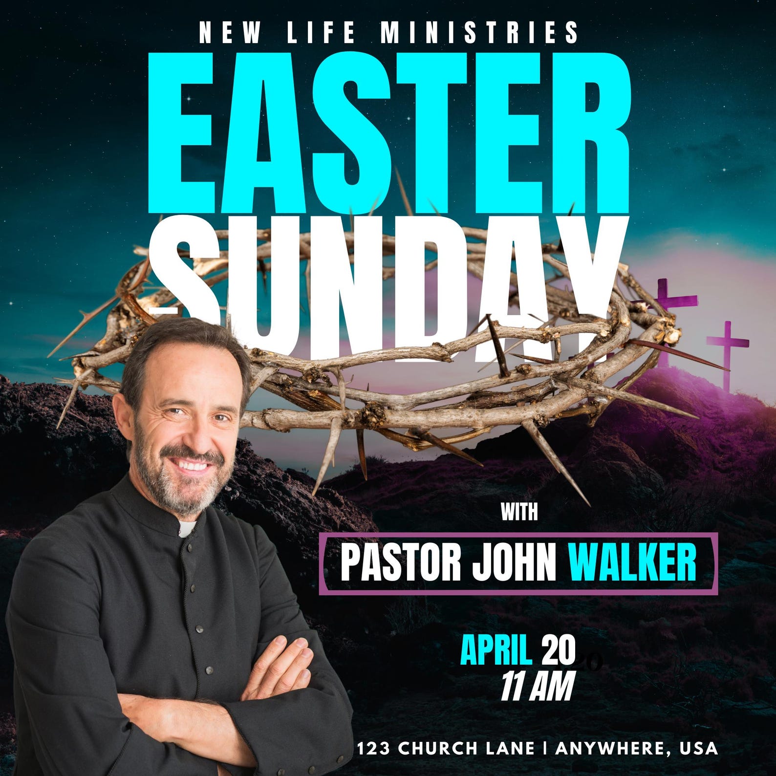 Easter Church Service Flyer: Editable Canva Template - Etsy