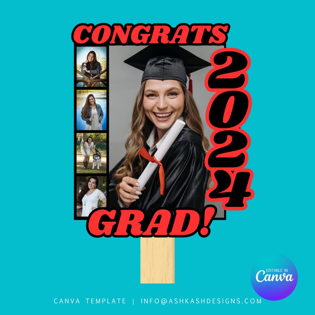 Graduation Fan Canva Template, Graduation Announcement, Class of 2024 - Etsy