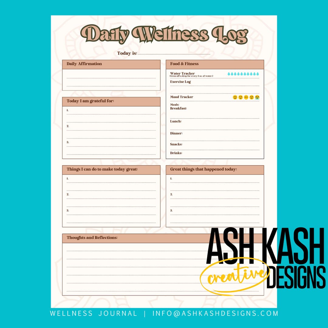 Wellness Journal .png, Printable Page, Fitness, Food Tracker - Etsy