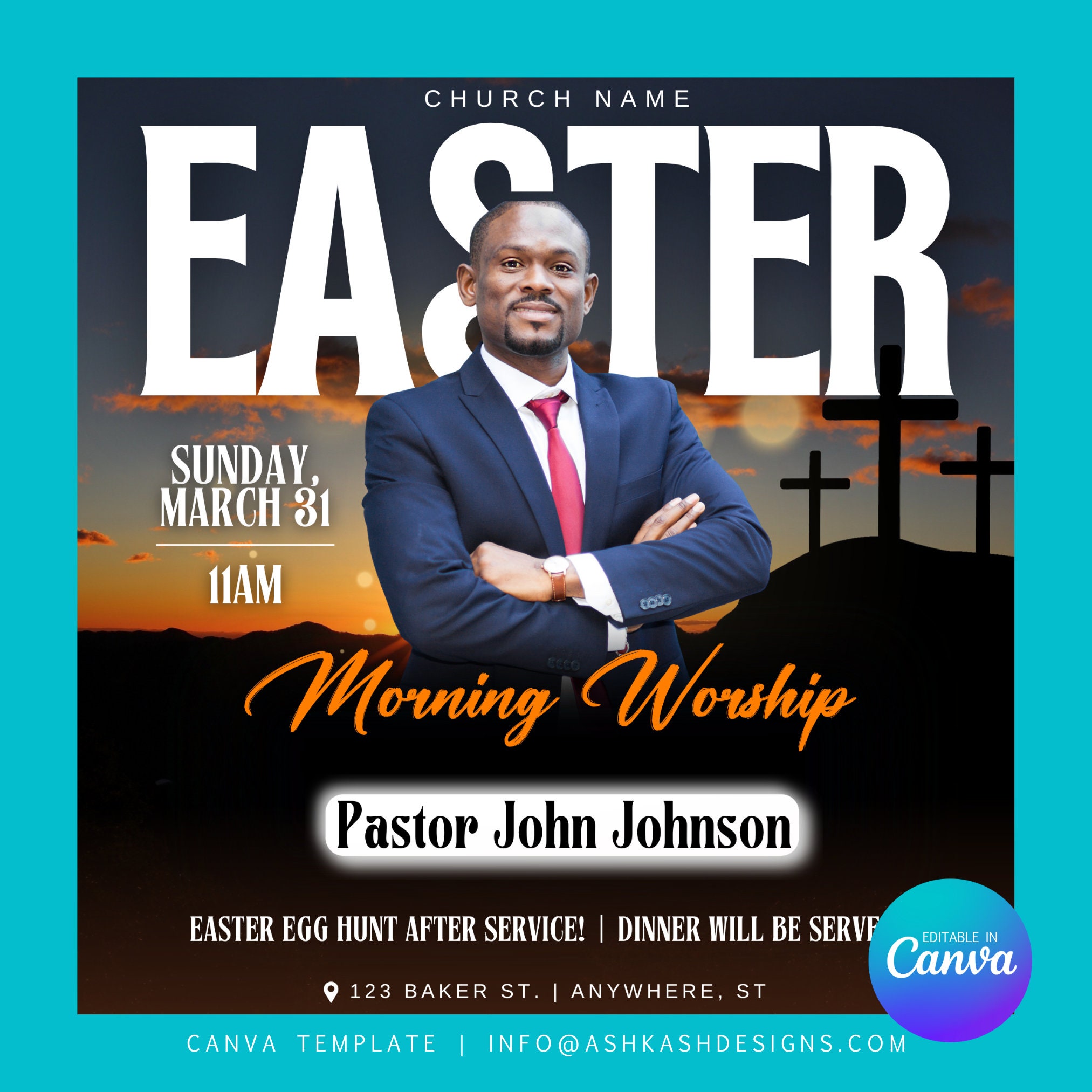 Easter Flyer Canva Template, Church Flyer, Easter Service Flyer - Etsy