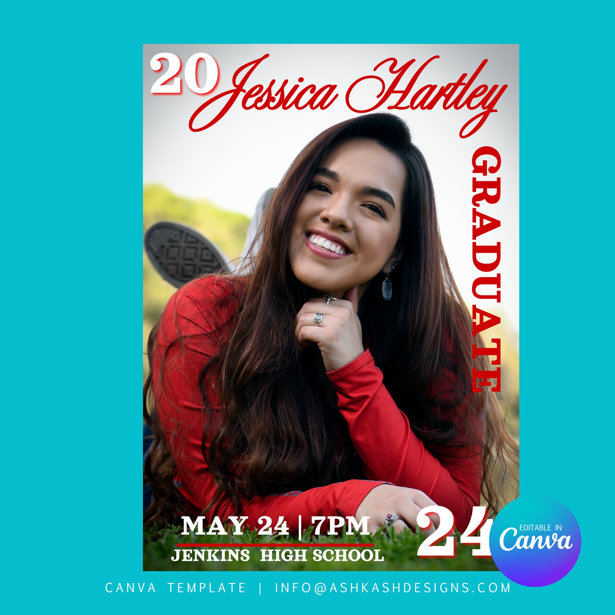 Graduation Invitation Canva Template, Graduation Announcement, Class of 2024, - Etsy