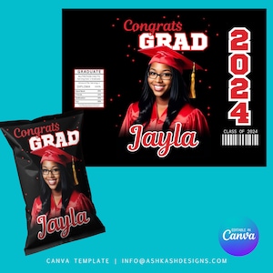 Graduation Chip Bag Canva Template, Graduation Party Favor, Class of ...