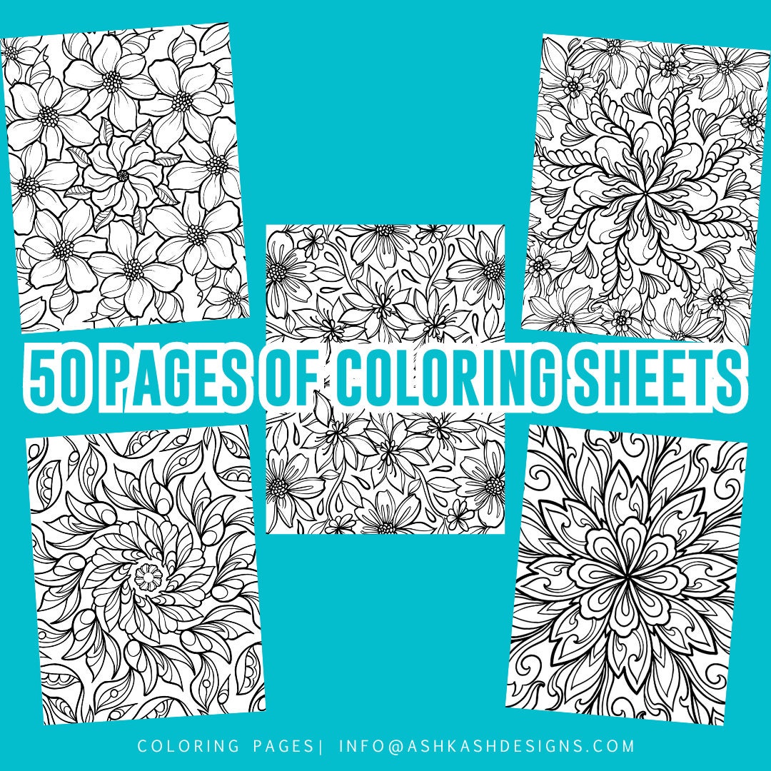50 Page Blank Floral/abstract Coloring Sheets - Etsy