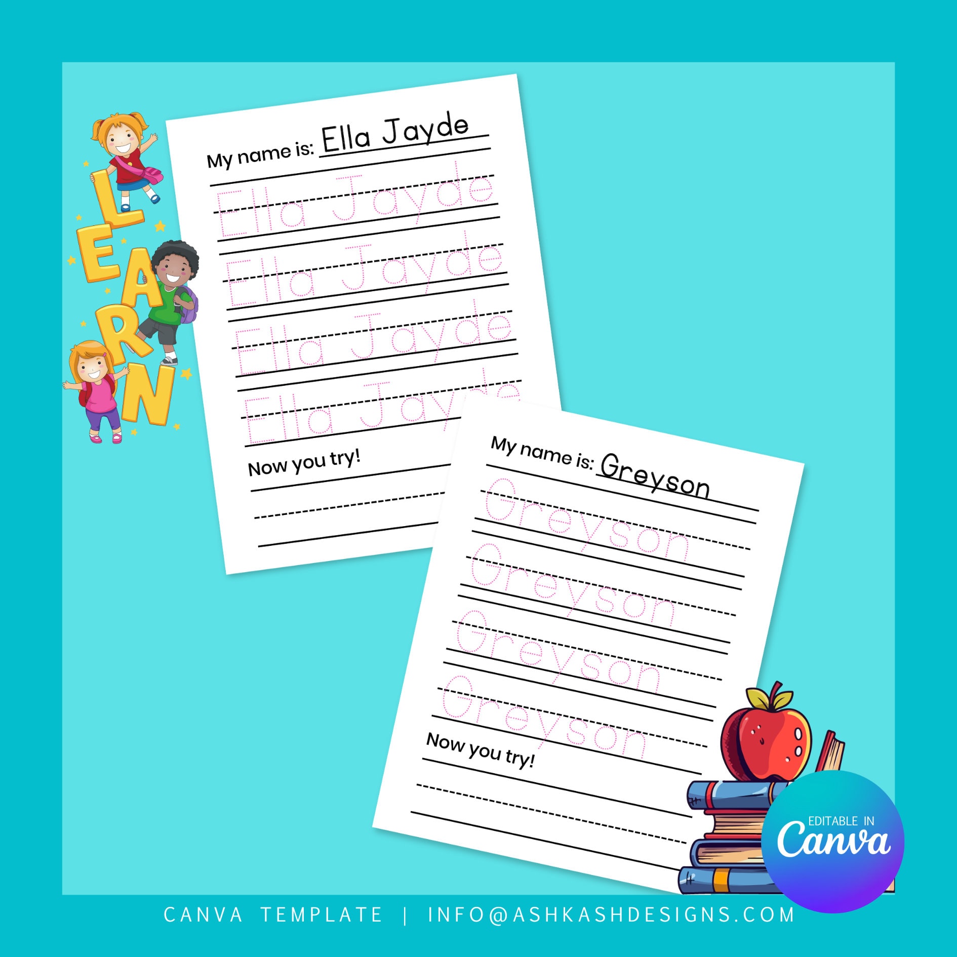 Writing Worksheet Template, Name or Word Outline Template, Editable in ...