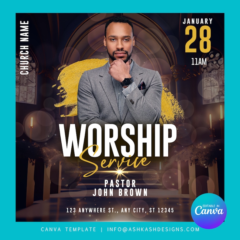 Ministry Flyer, Church Service Flyer Canva Template - Etsy