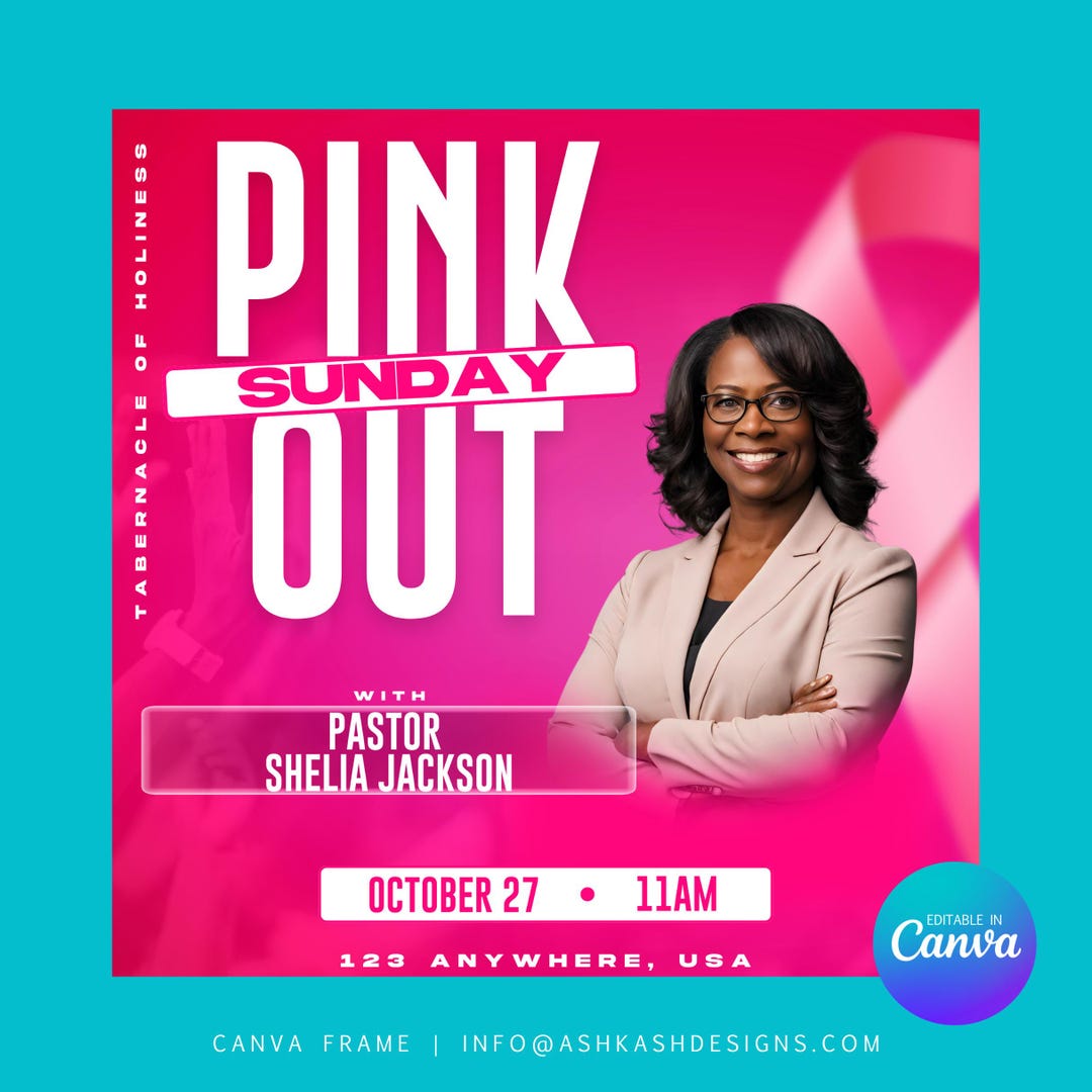 Pink Out Sunday Flyer: Breast Cancer Awareness - Canva Template ...