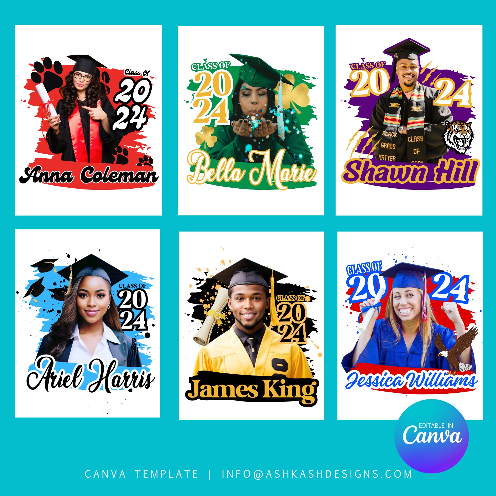 6 Graduation Shirt/flyer Designs Templates, Editable in Canva - Etsy
