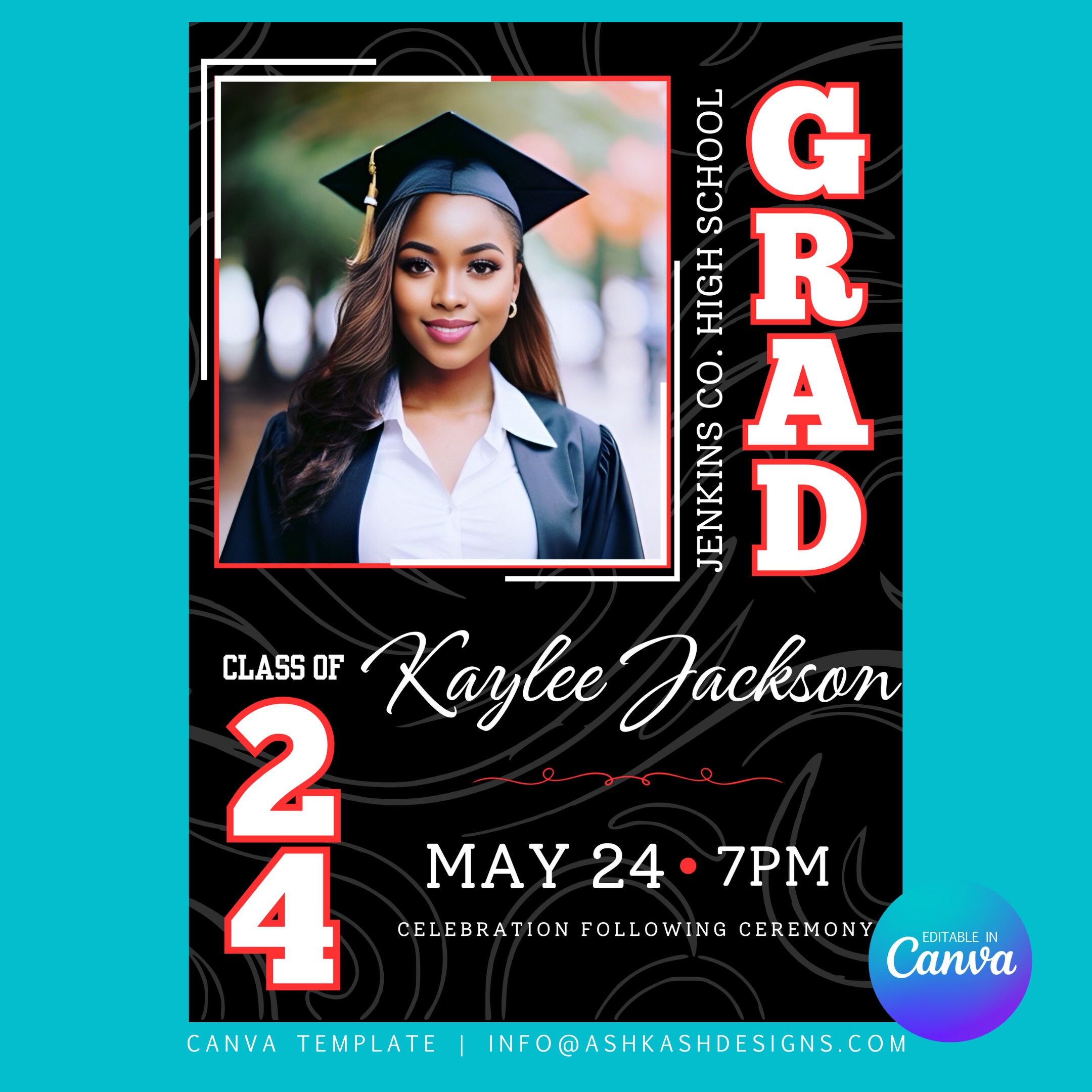 Graduation Invitation Canva Template, Graduation Announcement, Class of ...