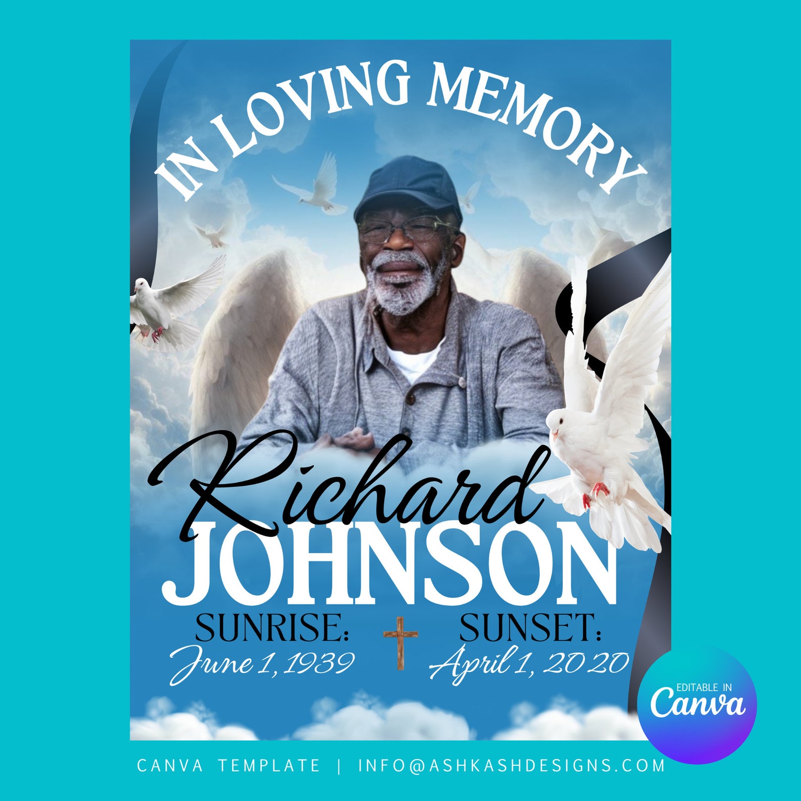 Memorial Flyer Canva Template, Funeral Flyer, in Loving Memory - Etsy