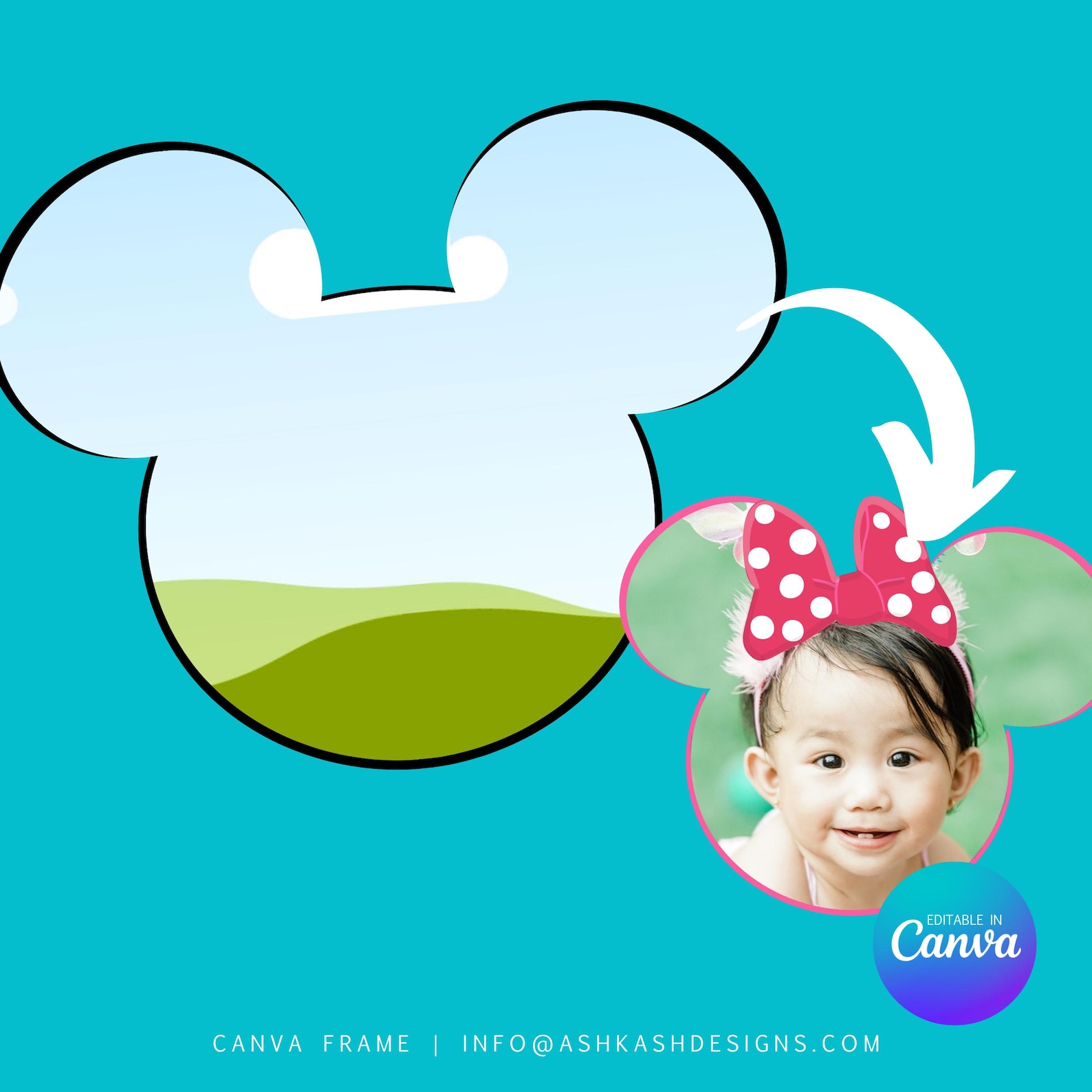 Mickey/minnie Frame Template for Canva, Shirt Design, Flyer Design - Etsy