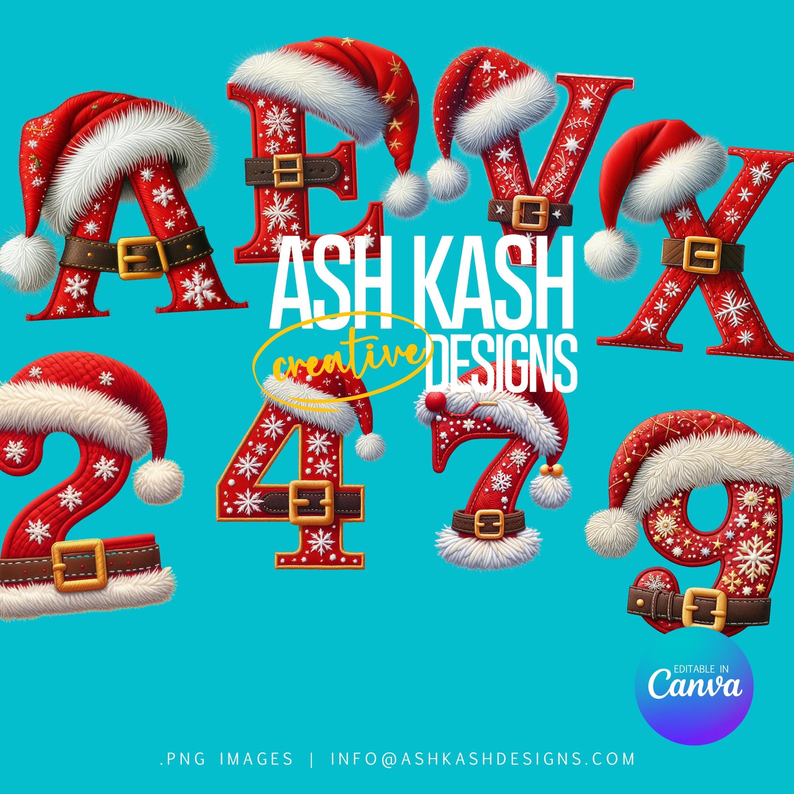Christmas Letters and Numbers .png Files - Etsy