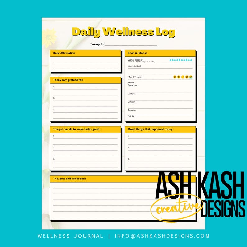 Wellness Journal .png, Printable Page, Fitness, Food Tracker - Etsy
