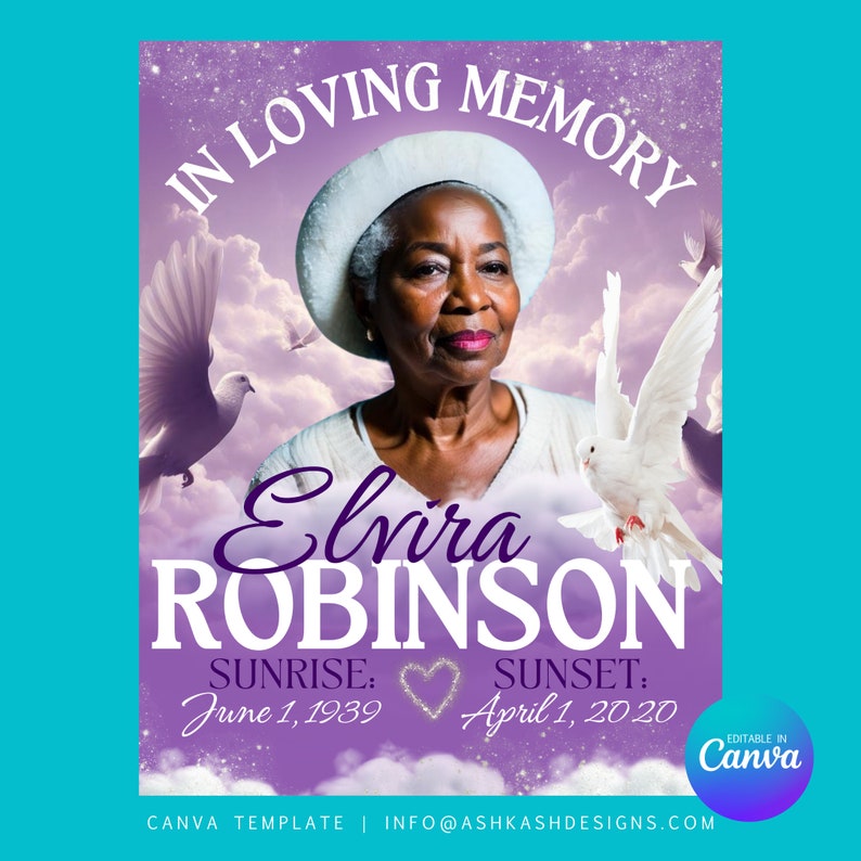 Memorial Flyer Canva Template, Funeral Flyer, in Loving Memory - Etsy