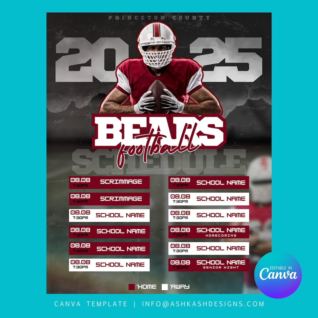 Football Schedule Canva Pro Template (advanced Design) - Etsy
