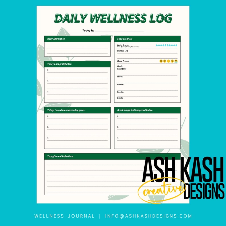 Wellness Journal .png, Printable Page, Fitness, Food Tracker - Etsy