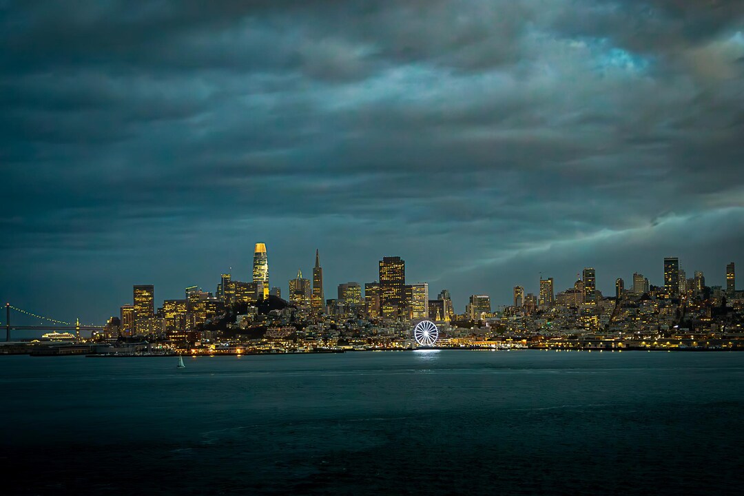 San Francisco Skyline Photography: Alcatraz Island View (digital ...