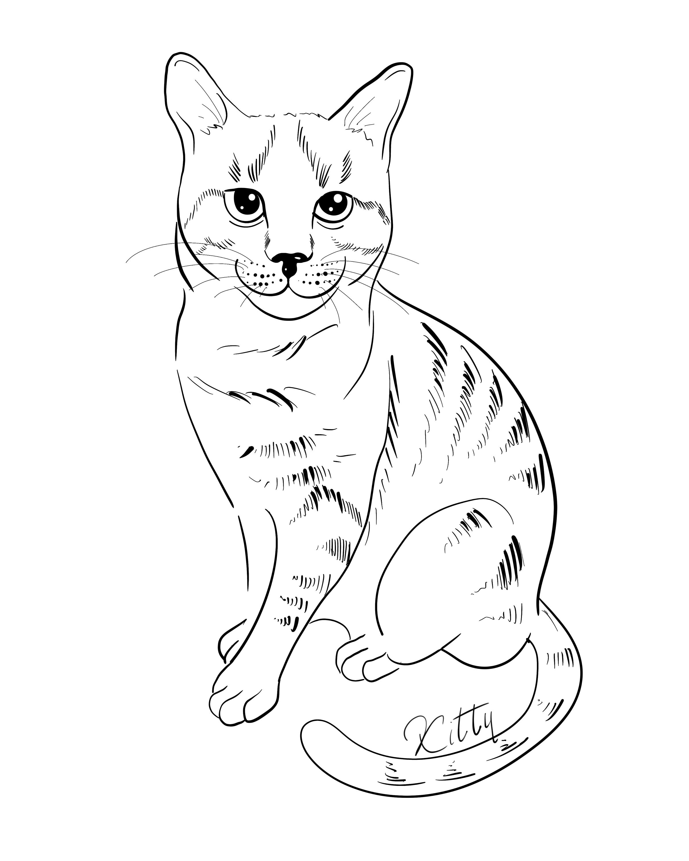 Cat Tattoo Commission Cat Tattoo Design Custom Line Art Personalized ...