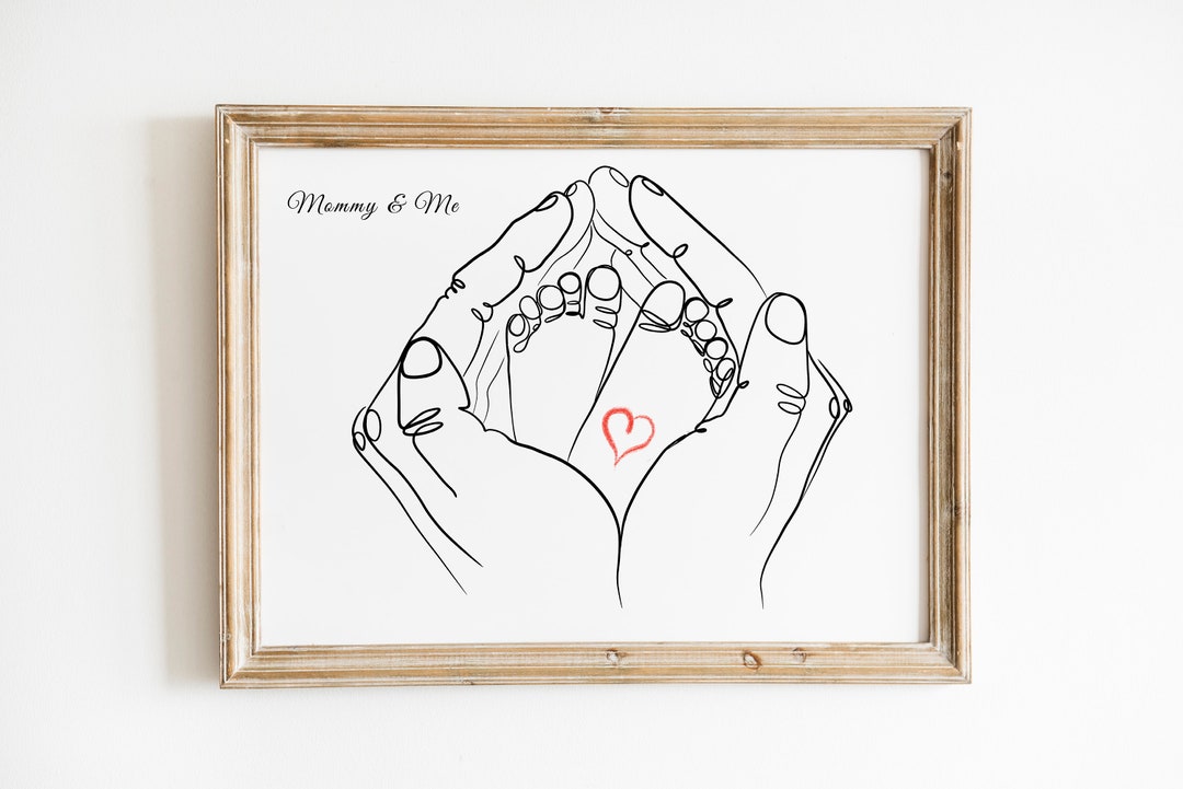 Custom Family One Line Art, Personalized Birth Poster, Newborn Line ...