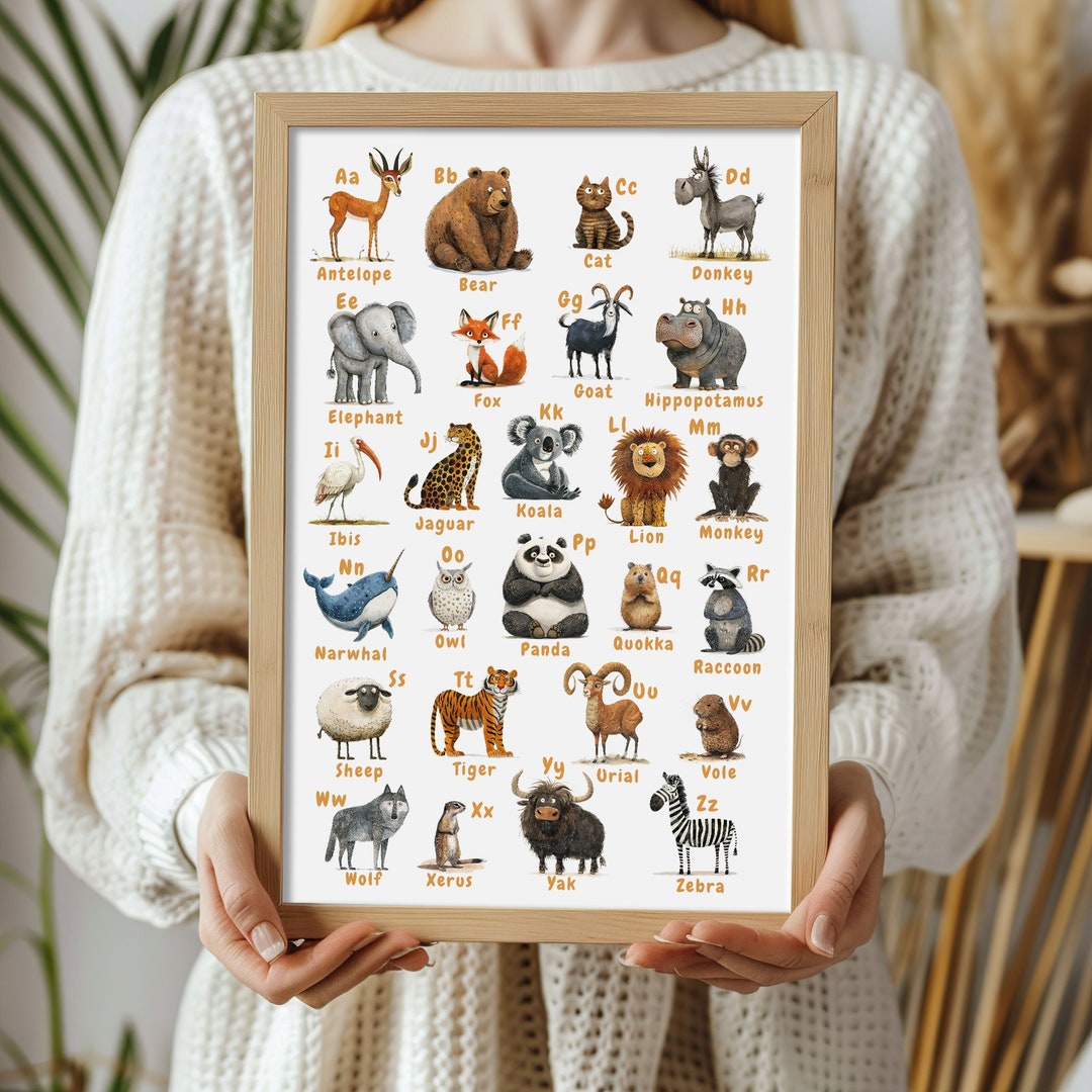 Alphabet Poster, Animals ABC Print, Educational Playroom Decor, Nursery ...