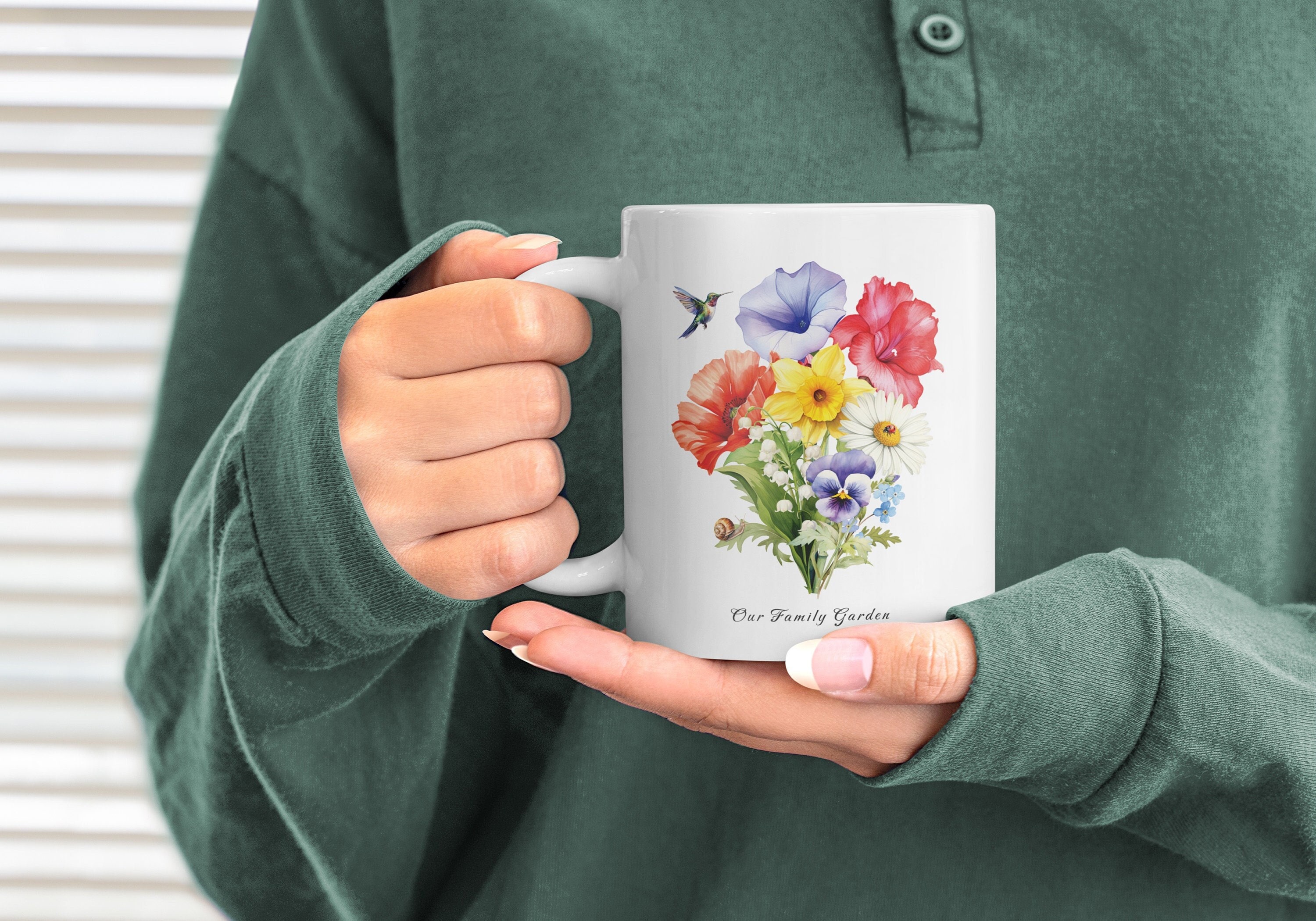 Custom Birth Flower Family Bouquet Mug, Birth Month Flower Bouquet ...