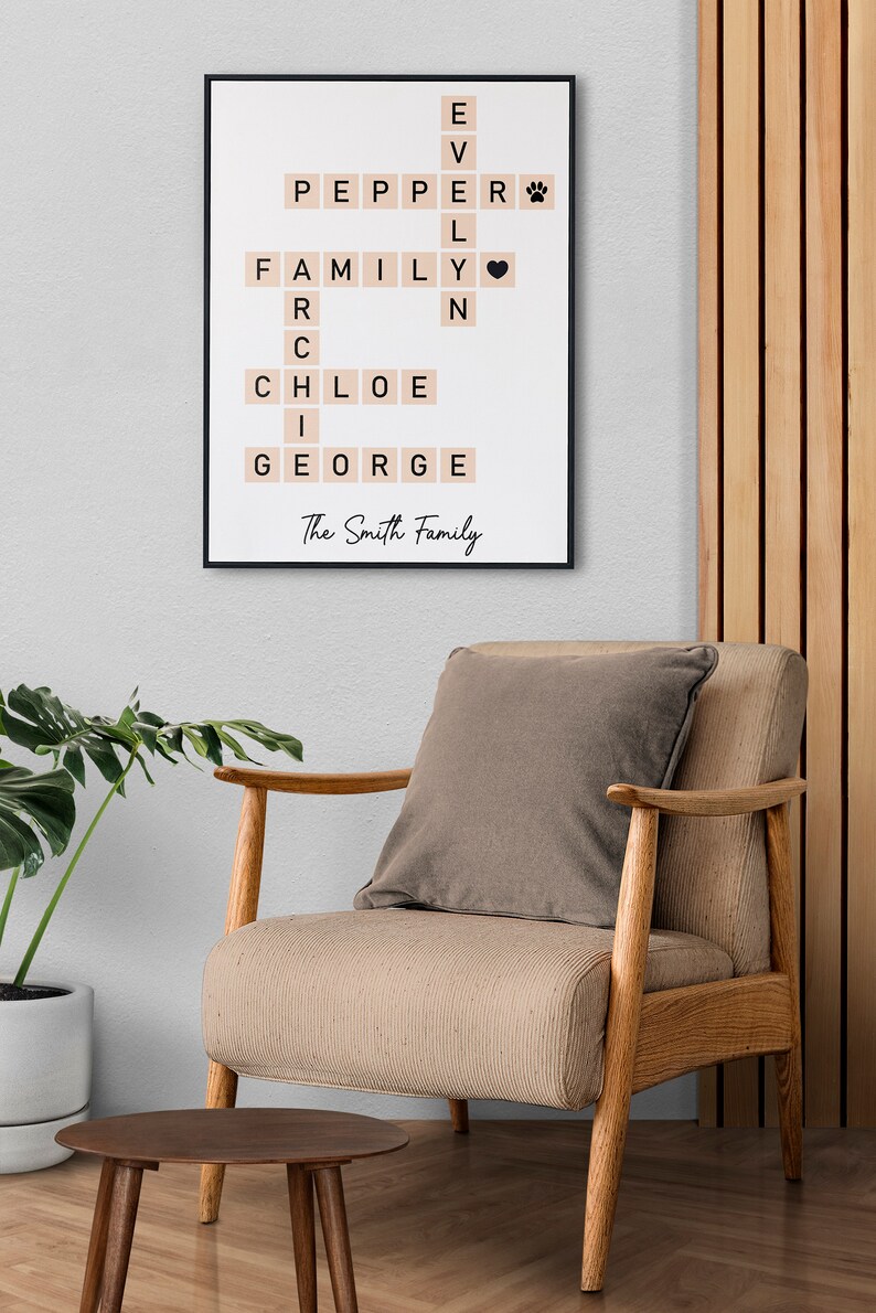 Custom Crossword Puzzle Print, Personalised Family Poster, Custom ...
