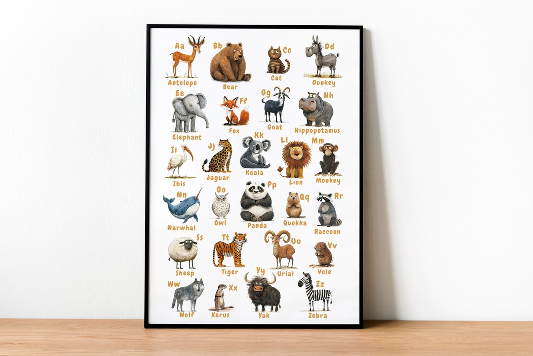 Animal ABC Poster, Aphabet Print, Educational Poster, Nursery Wall Art ...