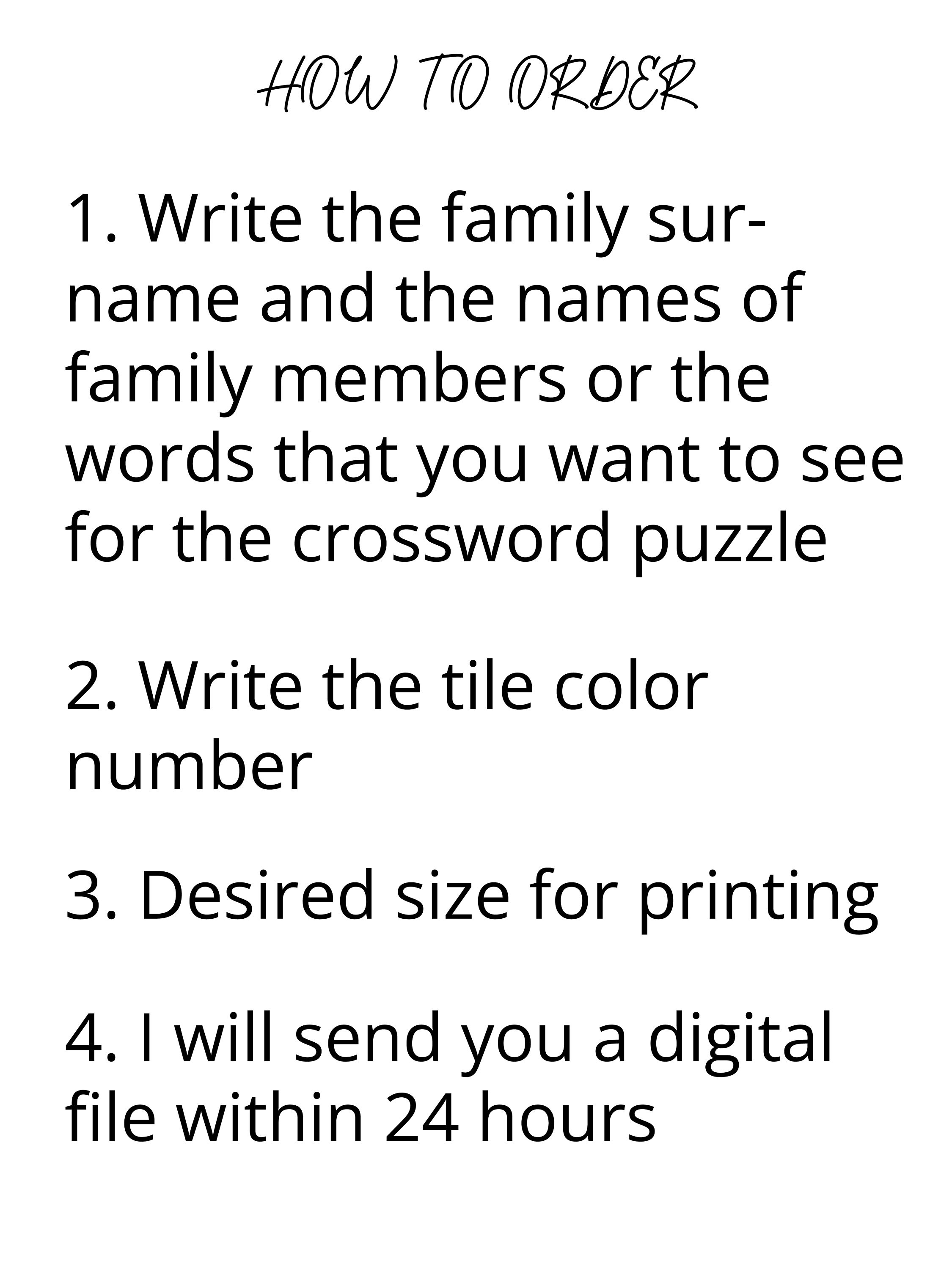 Custom Crossword Puzzle Print, Personalised Family Poster, Custom ...