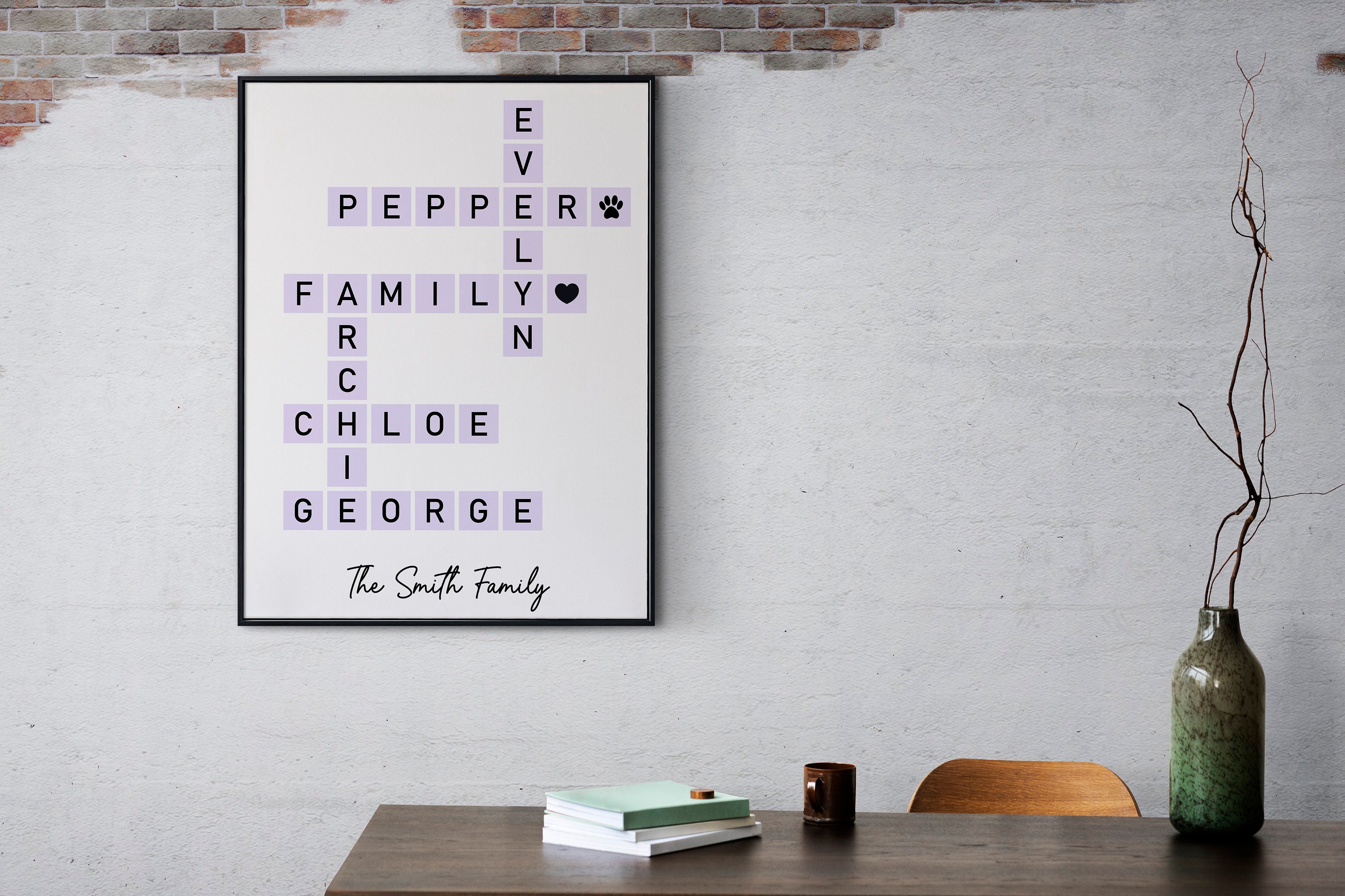 Custom Crossword Puzzle Print, Personalised Family Poster, Custom ...