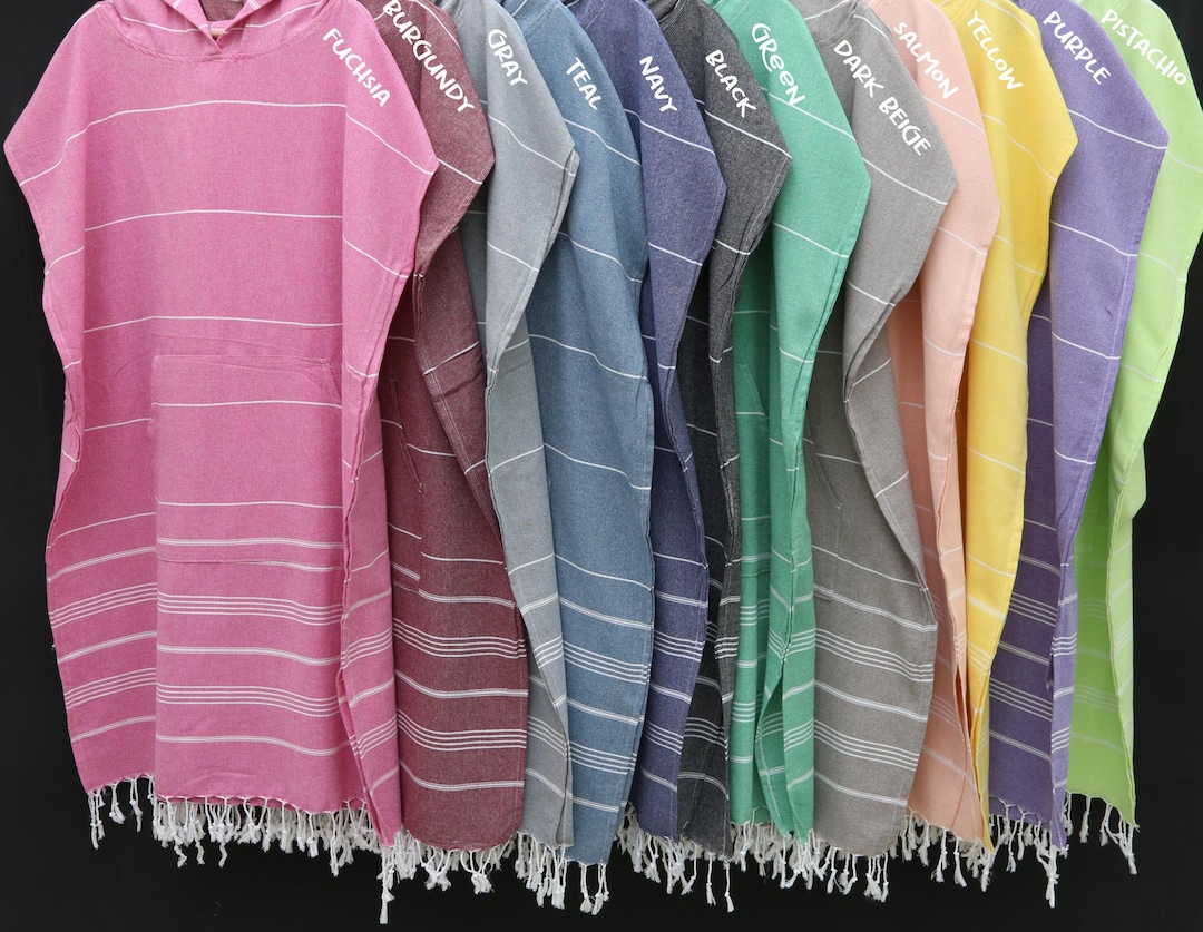 PERSONALIZED Hooded Adult Surf Ponchos for Beach Party , Soft Cotton ...