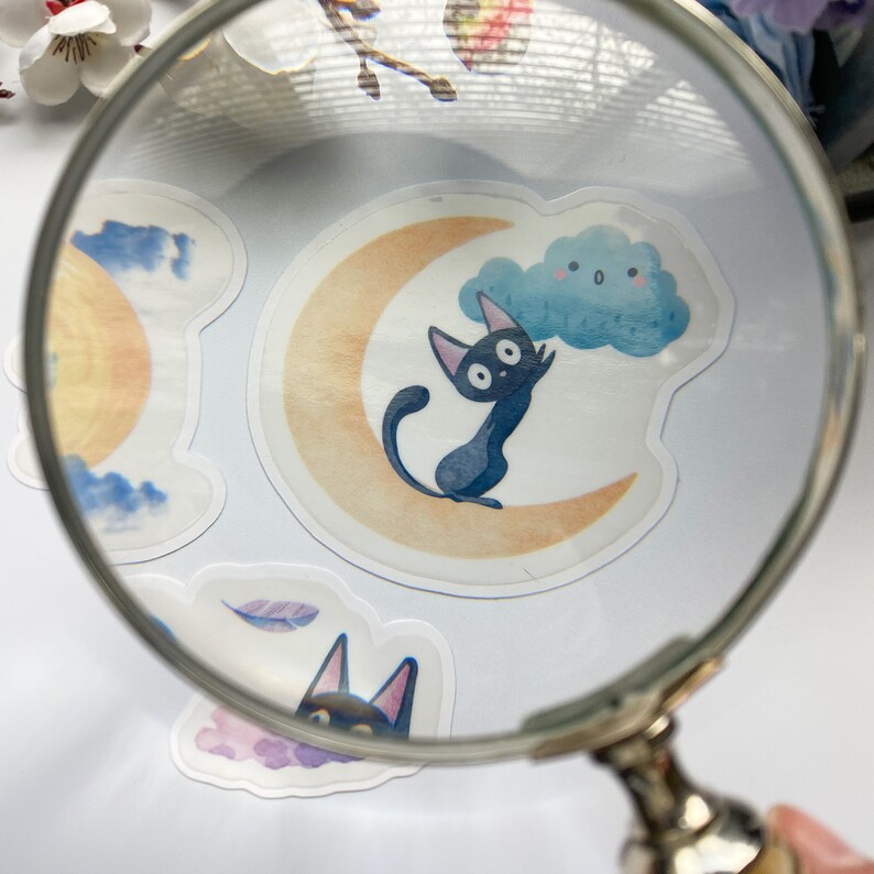Lunar Cat Clear Holographic Stickers Black Cat Anime Transparent ...