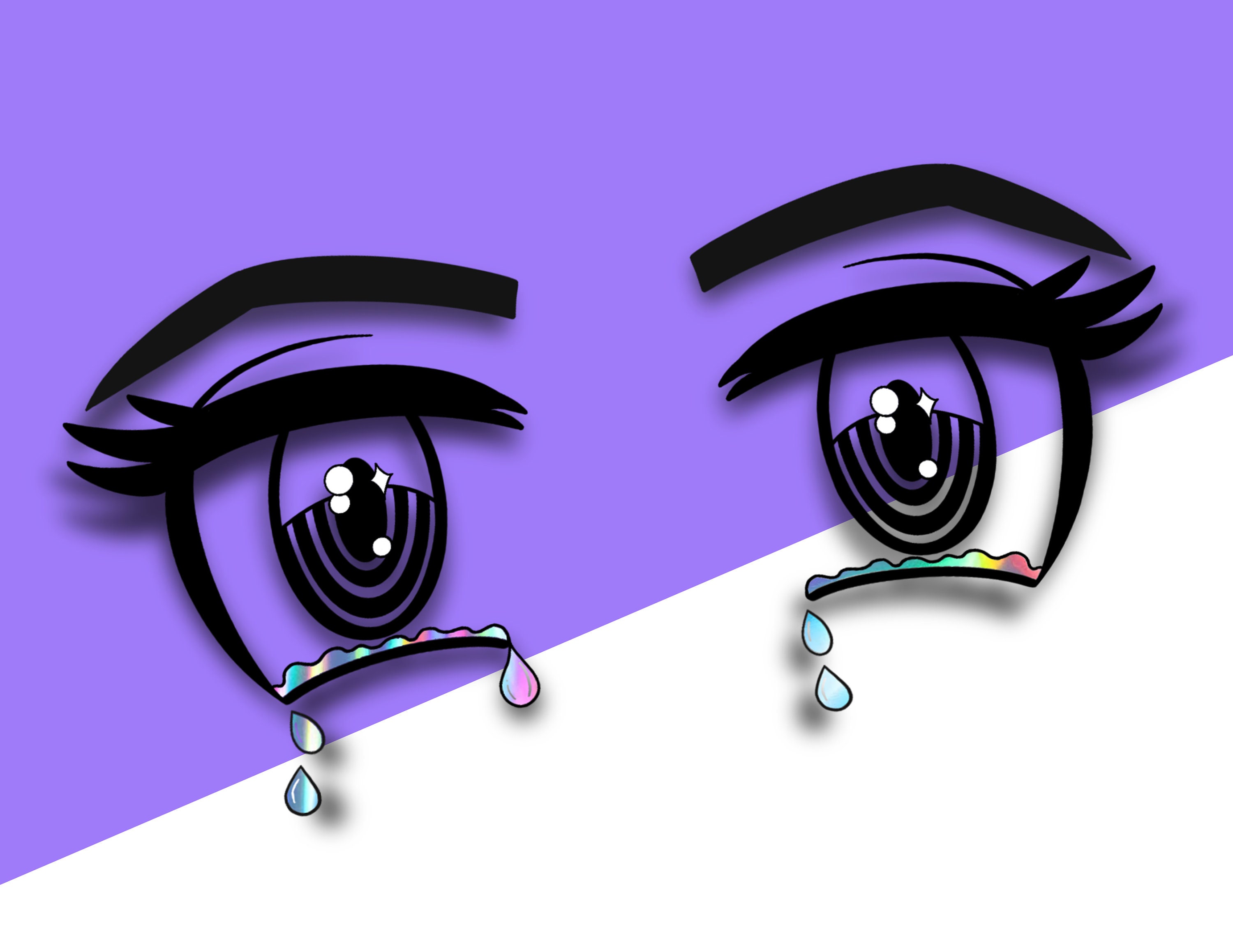 Anime Crybaby Girl Vinyl Decal Set for Plant Pots Anime Girl Crying ...