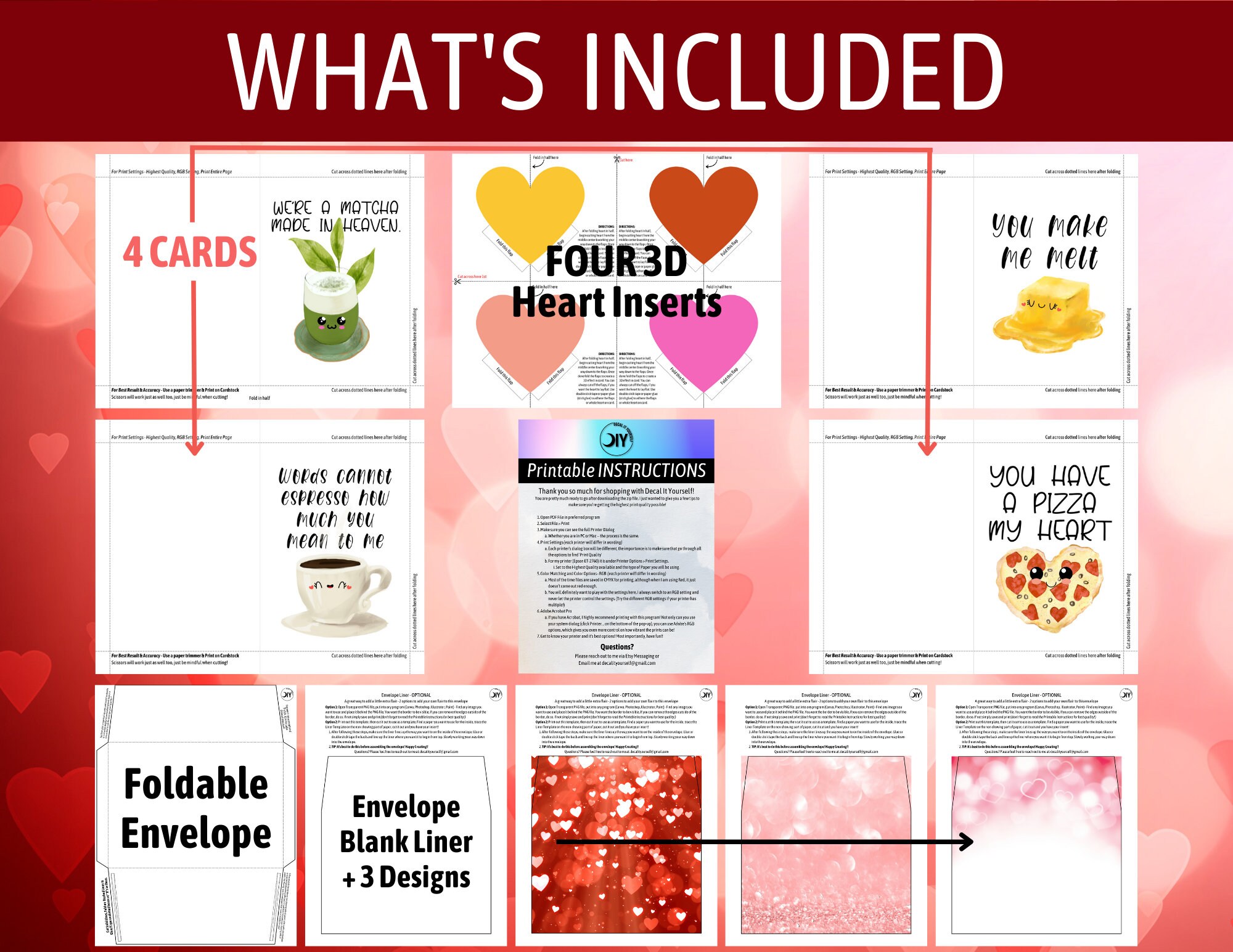 Valentine's Day Cards Instant Download, Kawaii Food Pun DIY Cards ...