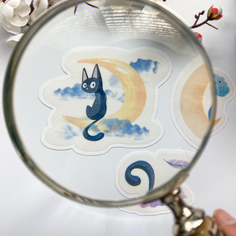 Lunar Cat Clear Holographic Stickers Black Cat Anime Transparent ...