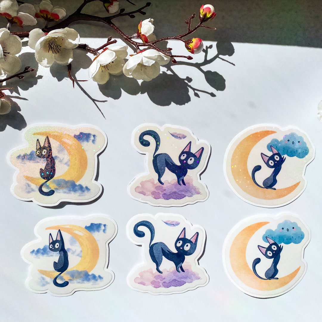 Lunar Cat Clear Holographic Stickers Black Cat Anime Transparent ...