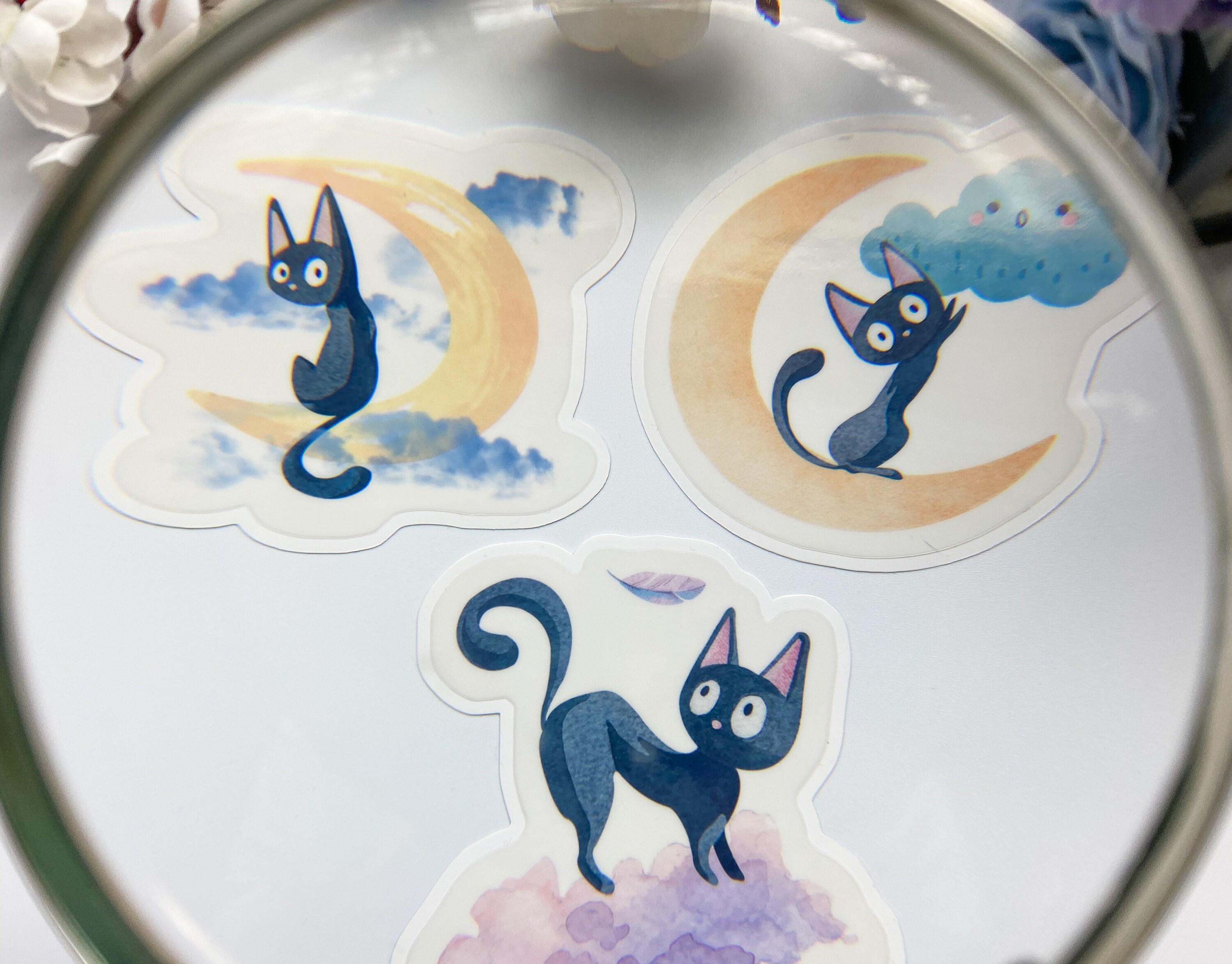 Lunar Cat Clear Holographic Stickers Black Cat Anime Transparent ...