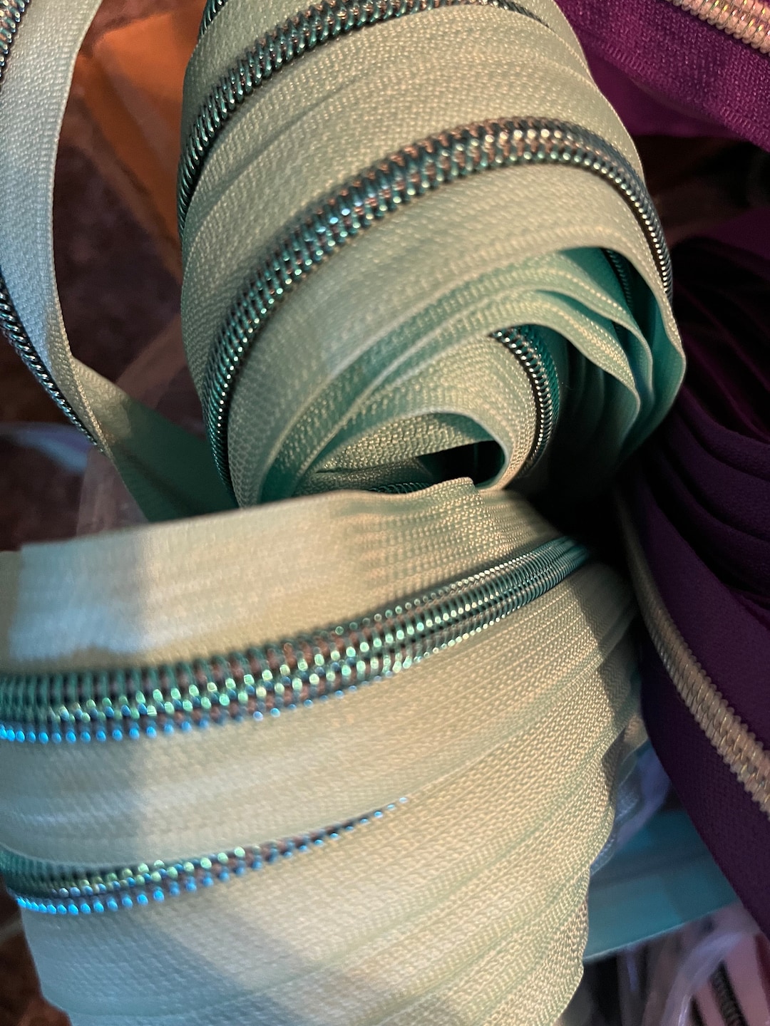 Aqua Mint Tape With Aqua Teeth #5 Nylon Coil BTY High Quality Zipper ...