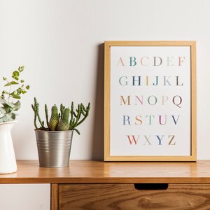 PRINTABLE Rainbow Alphabet Poster, Educational Wall Art Printable ...